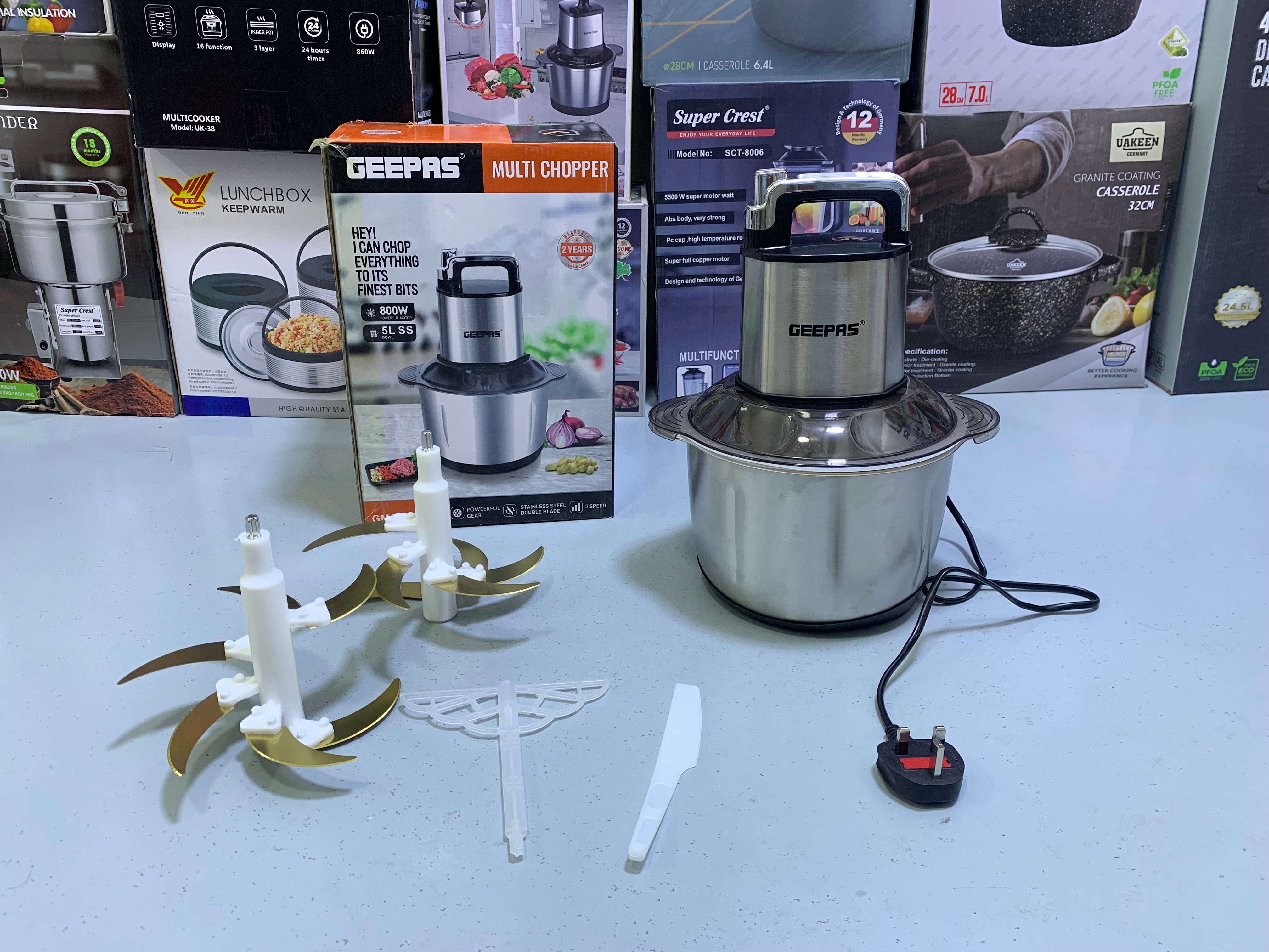 Geepas Multi Chopper 800w and 5L Stainless Steel Double Blades ...