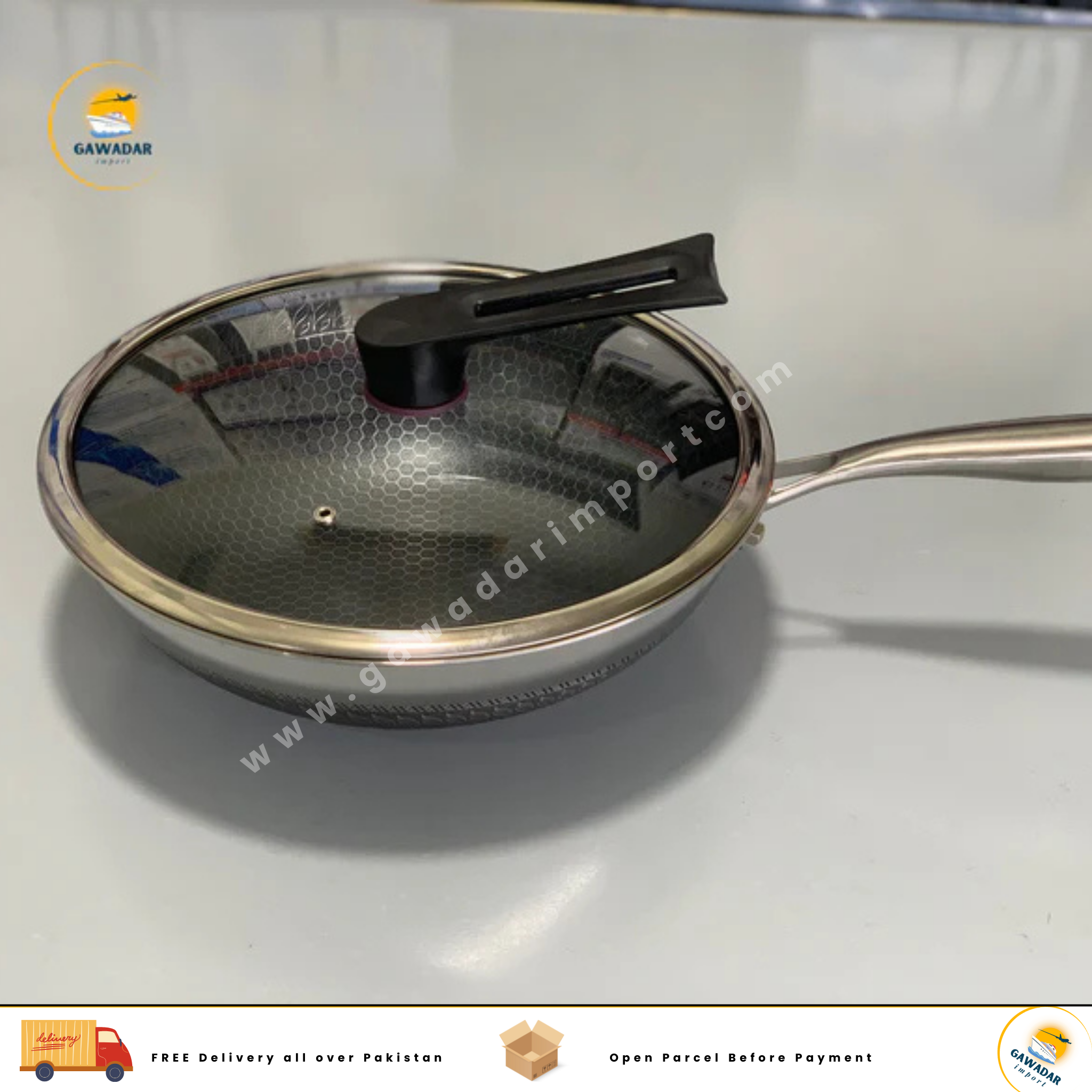 German Imported HoneyComb Laser Coating Deep Frying Pan – Gawadar Import